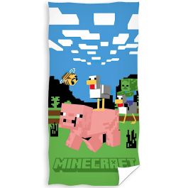 Dětská plážová osuška MINECRAFT PRASE A KACHNA, modro-zelená, froté ...